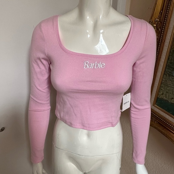 Barbie | Tops | Barbie Crop Top Long Sleeve Sweater Top Baby Pink ...